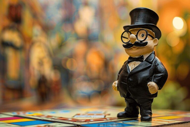 Mr Monopoly: painting and figurine of the famous Monopoly board game ...